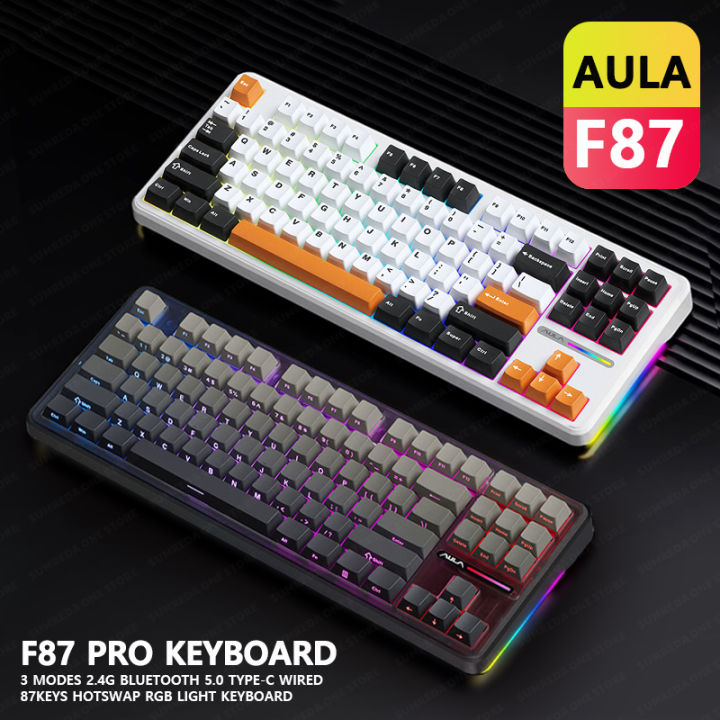 AULA F87 Pro Wireless Mechanical Keyboard 87 Keys Bluetooth 2.4G Wired ...