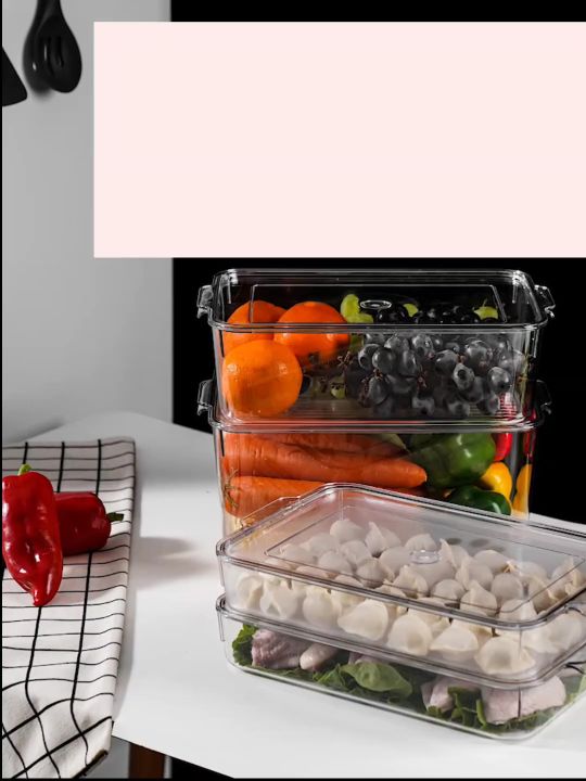 Multifunction Transparent Pantry Storage Organizer With Drainer and Lid ...