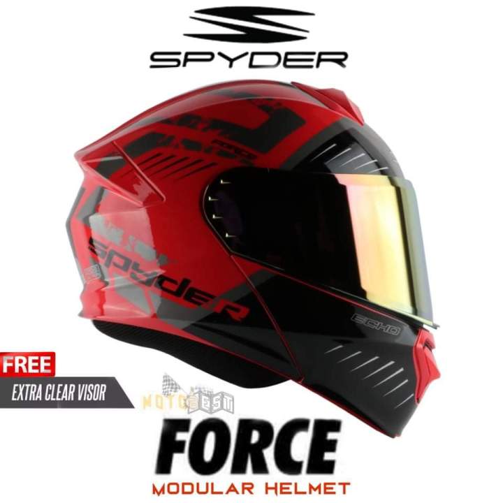 SPYDER Force GD S4 Modular Dual Visor Helmet w/ Free Extra Clear Visor ...