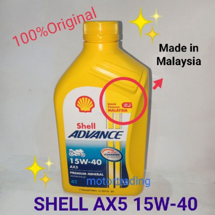 SHELL ADVANCE AX5 15W40 4T 100% ORIGINAL | Lazada