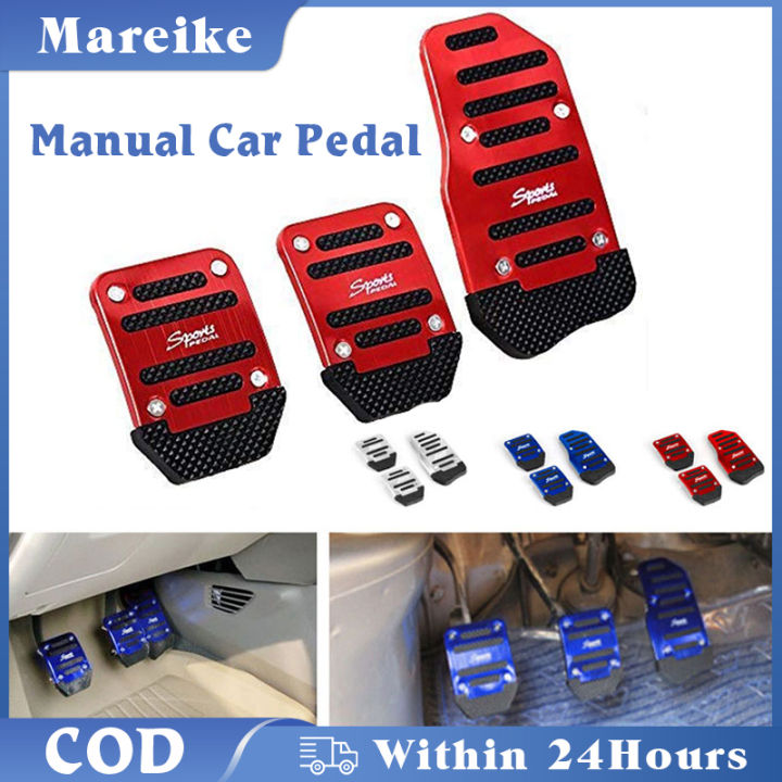 3Pcs Universal Manual Car Pedal Pad Red/Blue Brake and Gas Accelerator ...