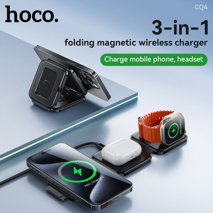 Hoco CQ4 Original 100% 3 in 1 Wireless Magsafe Charger 15W Foldable ...