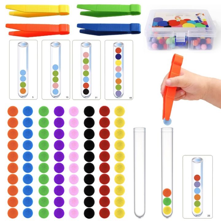 Color Sorting Toy Rainbow Plush Ball Matching Set Montessori Preschool ...