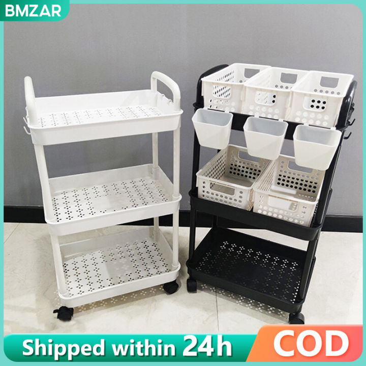 3/4 Layer kitchen racks organizer Trolley Cart Organizer Rack with Wheels kitchen With Basket ...