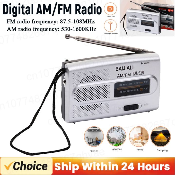 Mini AM FM Radio Telescopic Antenna Radio Speaker Battery Operated Portable Radio Best Reception ...