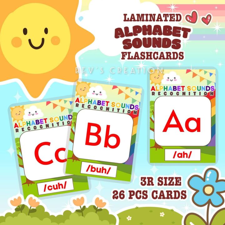 ALPHABET FLASHCARDS A-Z WITH PHONICS SOUNDS HIGH QUALITY LAMINATED ...