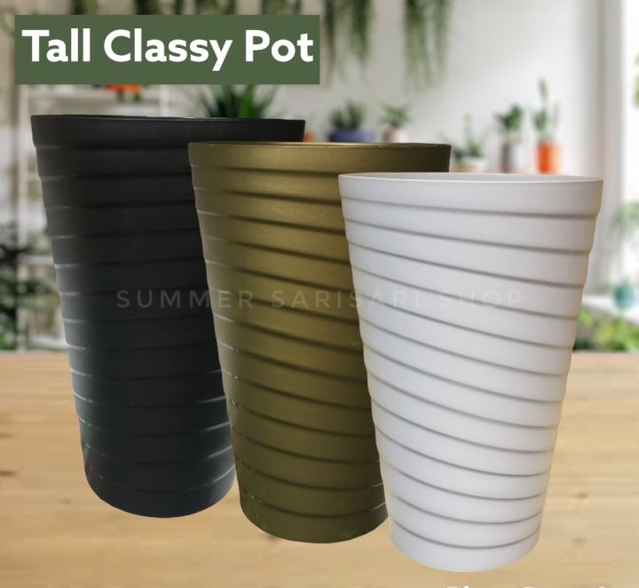 Classy Tall Spiral Plant Pot rubberized platic pot garden pot | Lazada PH