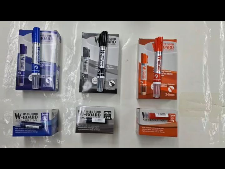 HATA Refillable Whiteboard Marker Pen 500 Refillable Black / Blue Red ...