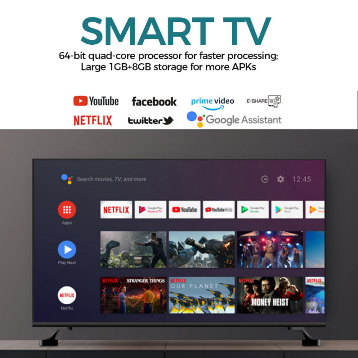 Rtong Smart TV 55 50 inches Full HD LED Slim Flat Screen Yotube Netflix ...