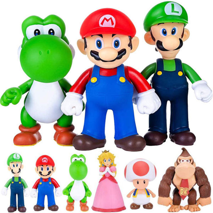 6Pcs/Set 8-13cm Super Mario Bros PVC Action Figure Toys Dolls Model Set ...