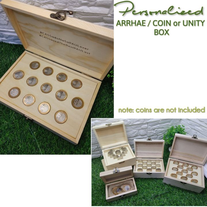 Wooden Coin/Arrhae box | PERSONALIZED | LASER ENGRAVED | RUSTIC THEME ...