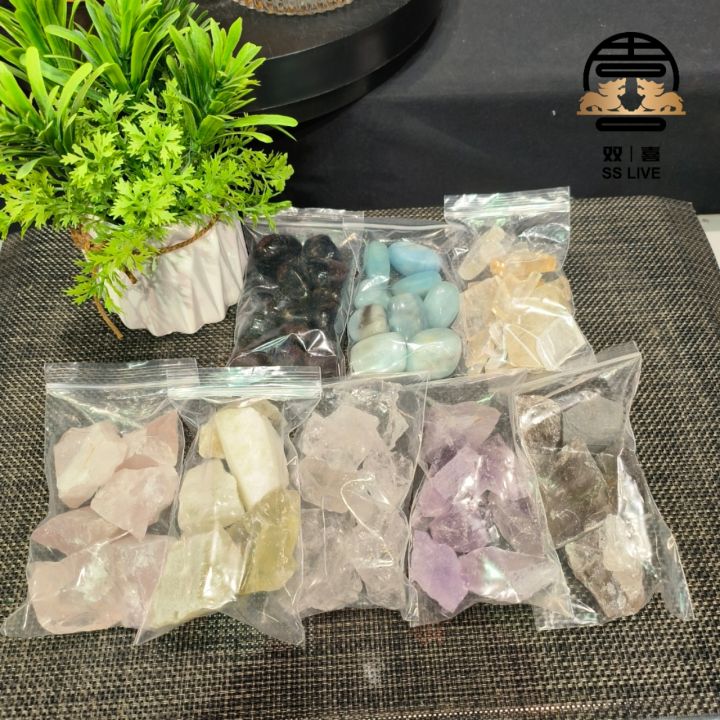 🔮天然碎石大颗粒 原石圆快 无打磨 买一包重大约：150g - 200g 粉晶 rose quartz pink 黄水晶 citrine ...