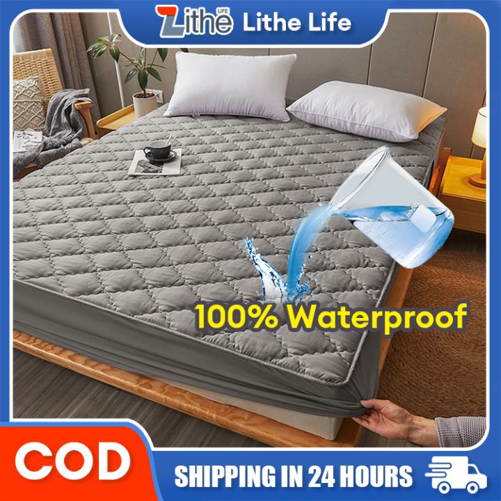 100% Waterproof Mattress Protector Bed Cover Hypoallergenic Bed Sheet ...