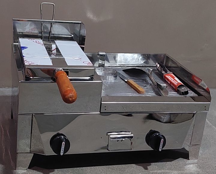 12in x 12in 2 in 1 Burger Griddle / Griller with Deep Fryer / Burger ...