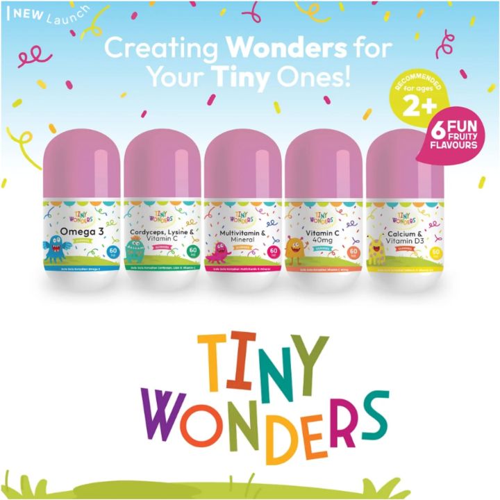 Tiny Wonders Kids Vitamin Gummies 60's Vitamin C Cordyceps Lysine ...