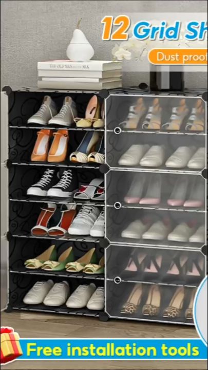 PACKONE Shoe Rack DIY Shoe Storage Box Organizer Stackable Shoe Cabinet ...