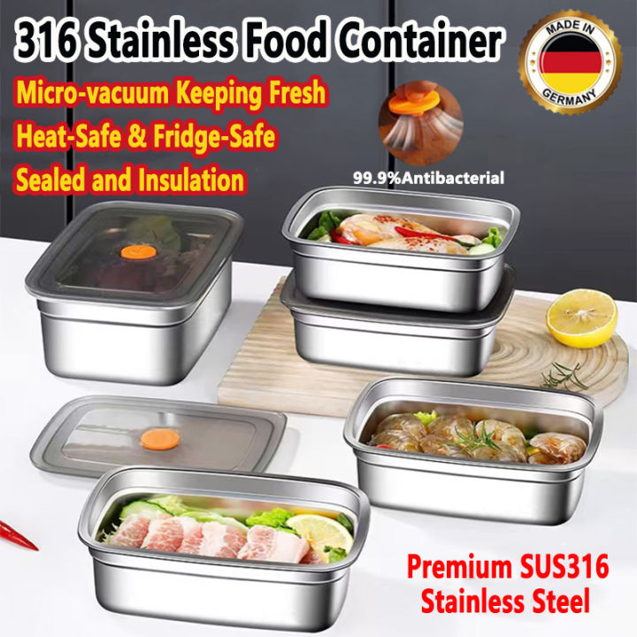 316 Stainless Food Container Stainless Steel Fresh Keeping Box Stainless Food Storage Container ...