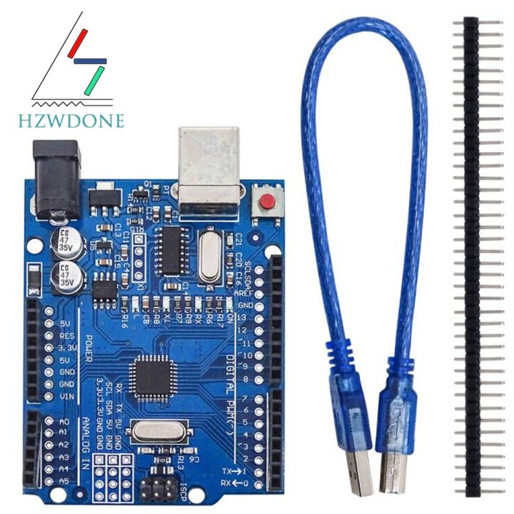 UN0 R3 Board ATmega328P Development Board with Pin Header and Cable Compatible with Arduino IDE ...