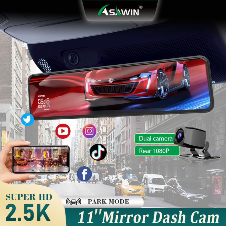 2K WIFI Rear View Mirror Dash Cam For Car Camera Dual Lens Front and ...