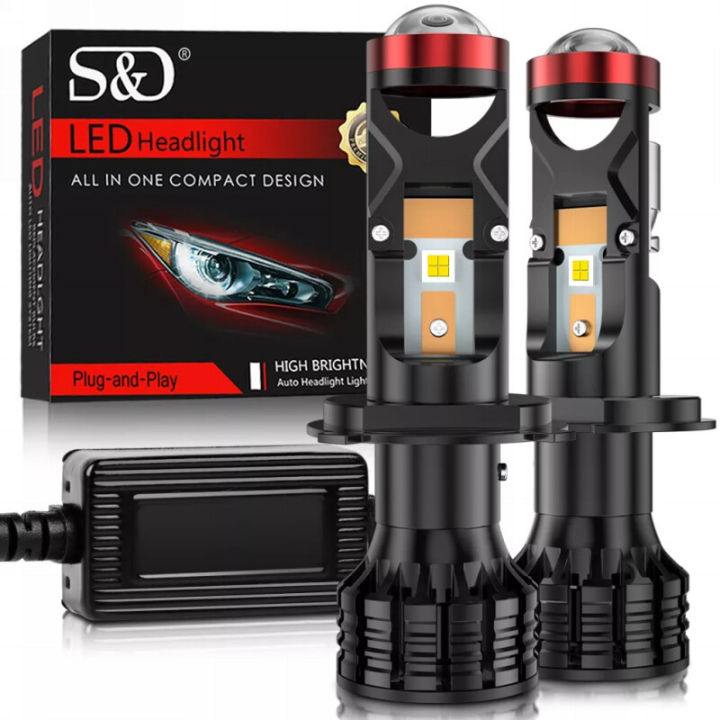 2pcs 100W H4 H7 LED Mini Projector Lens Headlight Automobles Canbus ...