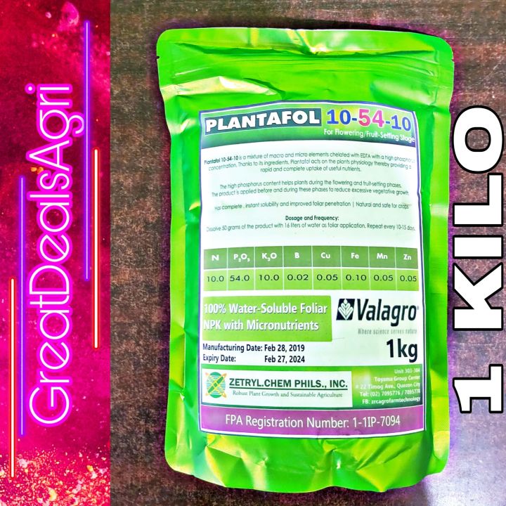 PLANTAFOL 10-54-10 FOLIAR FERTILIZER FOR FLOWERING/FRUIT-SETTING STAGE (1 KILO) VALAGRO ITALY ...