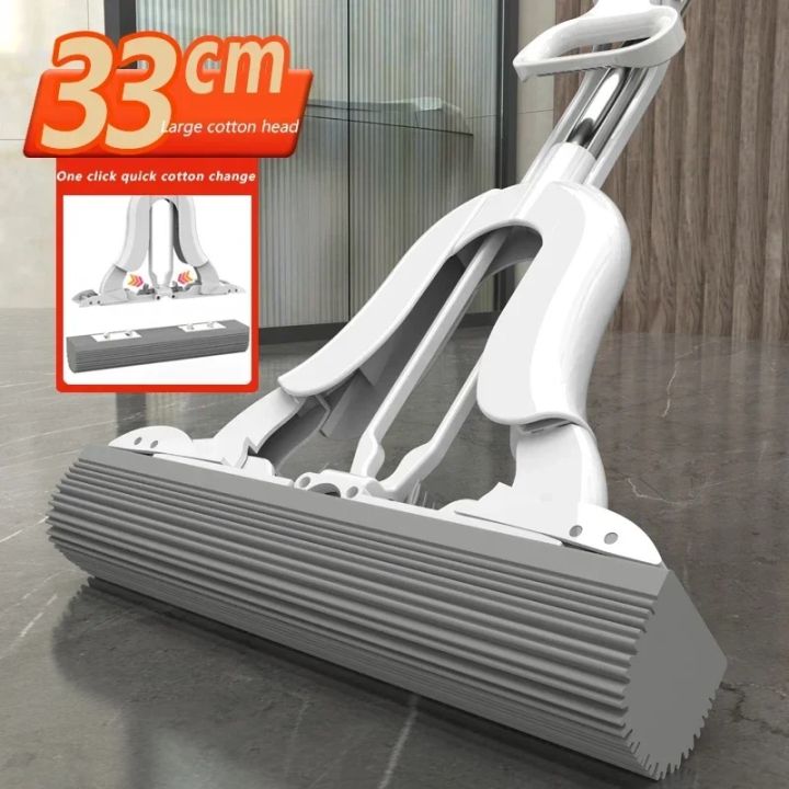 Sponge Mop System with Collapsible Mop Bucket Home Tile Floor Bathroom ...