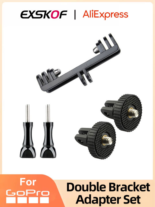 For GoPro Hero 12 Double Head Mounting Bracket 1/4 Screw Adapter Multi ...