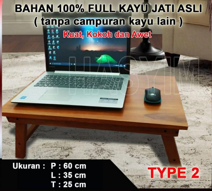 meja kayu jati asli /meja lipat portable kayu jati asli ukuran 35x60 ...