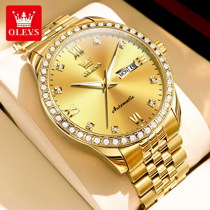 OLEVS watch for men waterproof 2025 New luxury diamond set mechanical ...