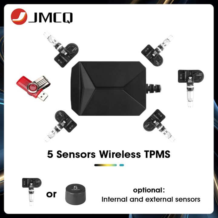 5 Sensors USB Android TPMS Car Tire Pressure Alarm Monitor System For vehicle Android Player ...