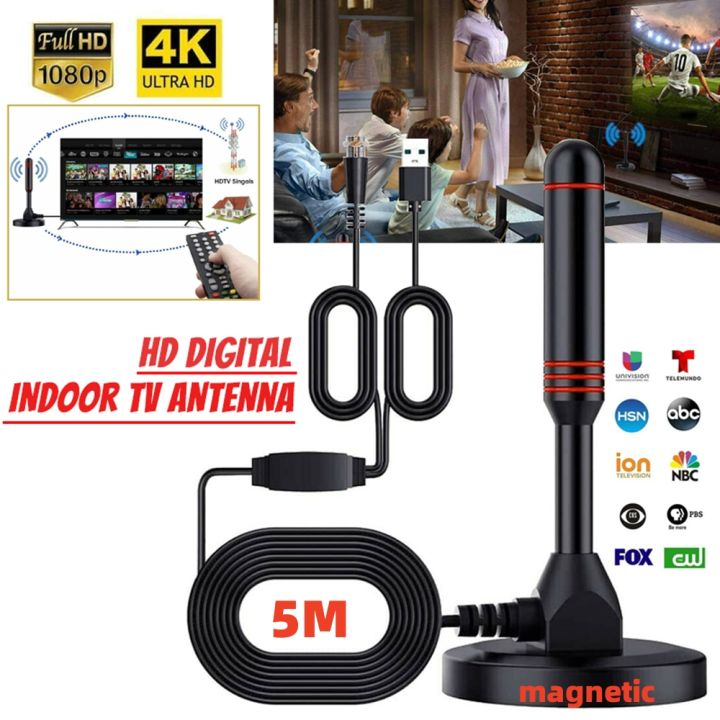 HD Digital Indoor Amplified TV Antenna 50KM Ultra HDTV With Amplifier ...