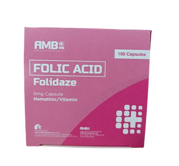 Folic Acid 5mg FOLIDAZE 100capsules | Lazada PH