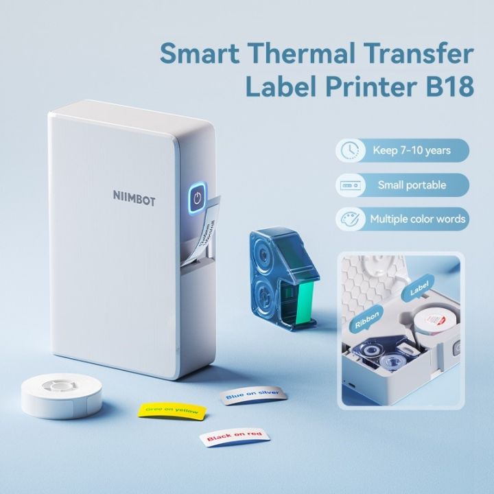 NIIMBOT B18 Thermal Transfer Label Printer Mini Bluetooth Label Maker ...