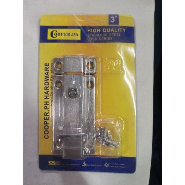 Cooper stainless barrel bolt lock 3 & 4 push type | Lazada PH