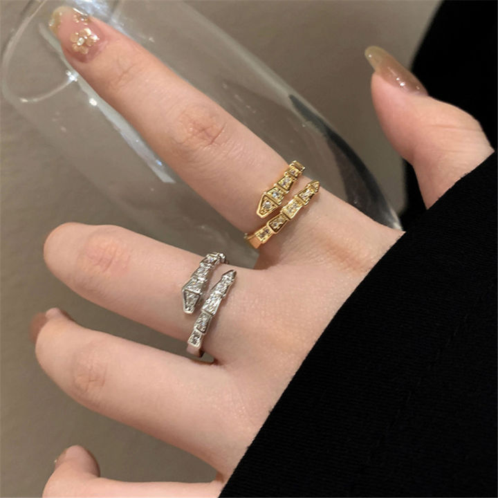 Full Diamond Open Snake-shaped Ring for Women Ins Trendy Fashion ...