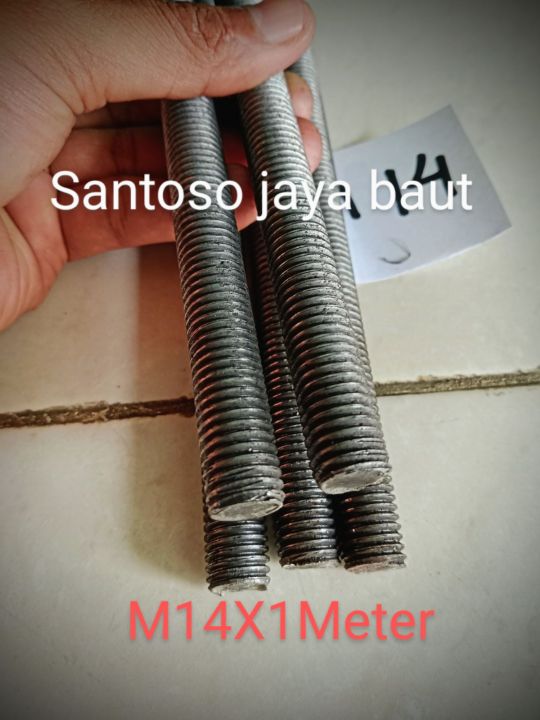 As Drat M14 Panjang 1 Meter Drat kasar (P2.0)Baut Long Full Drat | Lazada Indonesia