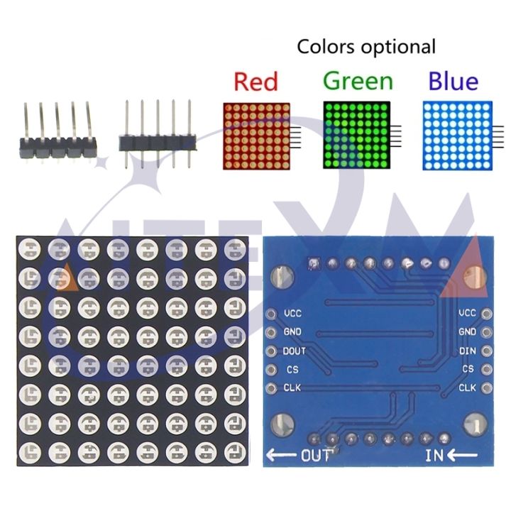 MAX7219 R/G/B Dot Matrix Module 8x8 Microcontroller Module Display Module Finished For Arduino ...