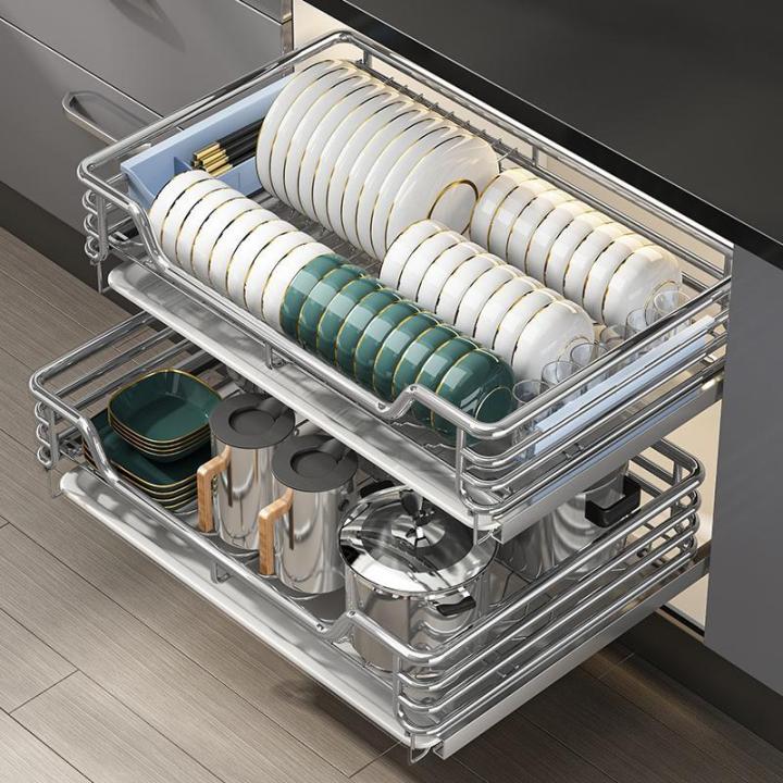 MISN 2 in 1 Pull Out kitchen Cabinet Pull Out Basket Dish Rack Kitchen ...