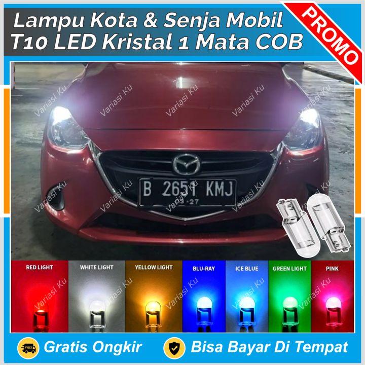 LAMPU LED T10 KRISTAL RESIN KACA DIAM 1 MATA CANBUS POWER BRIGHT SENJA ...