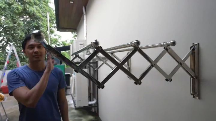 YOYOU 1M-2M 3/4/5 Bar Stainless Steel Retractable Wall Mounted Clothes ...