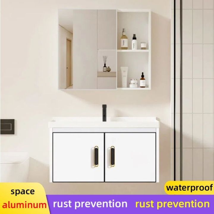 Aluminum Bathroom Sink Complete Set Bathroom Cabinet With Mirror Wall ...