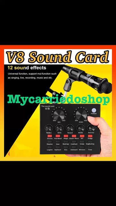 V8 Sound Card Audio Set Interface External Usb Live Microphone Sound ...
