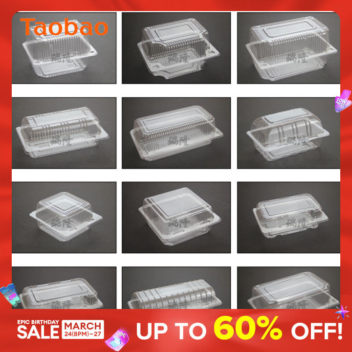 Disposable Square Plastic Box Clear with Cover Dessert Box Food ...