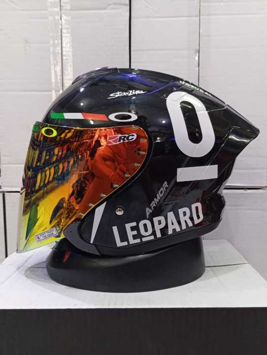HELM JS ARMOR BLACK GLOSSY PAKET GANTENG LEOPARD SNI ORIGINAL | Lazada ...