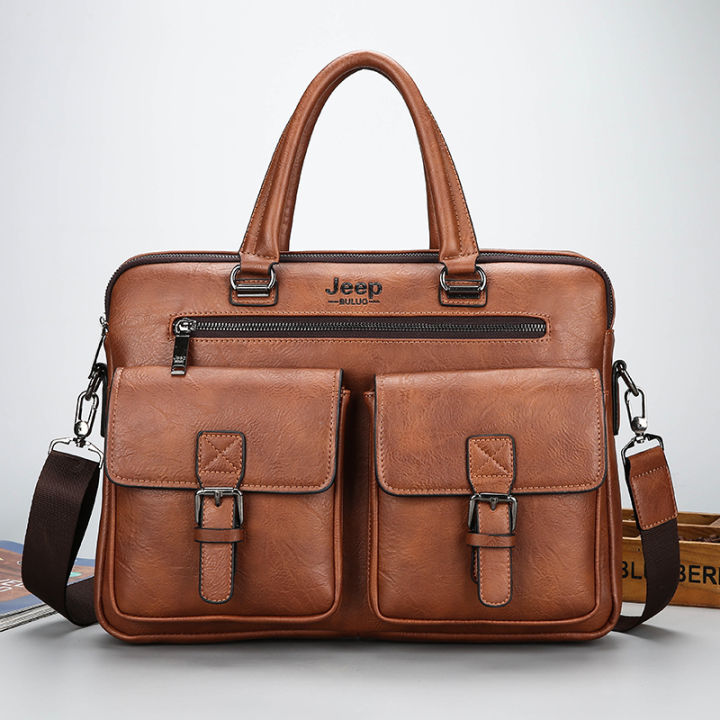 JEEP SPIRIT 1941 ESTD Men's Solid Color Bag Waterproof Business Bag ...