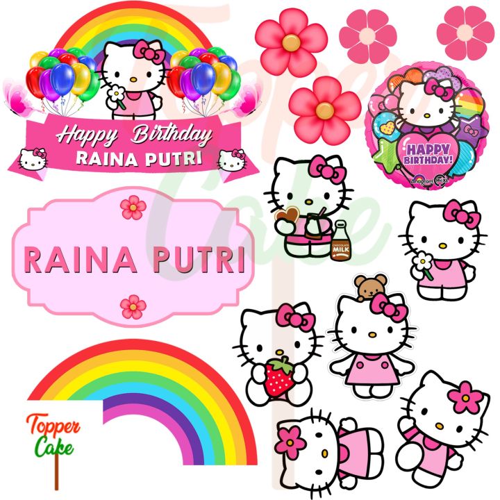 Topper Cake hiasan kue Hello Kitty gratis Tambah Nama dan Foto / Ingin ...