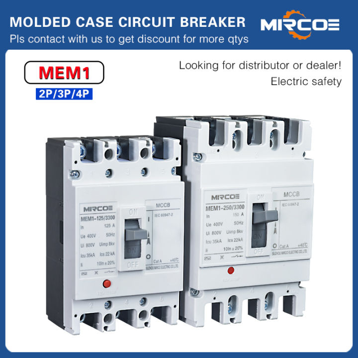 MORCOE MCCB Molded Case Circuit Breaker 2Poles 3Poles 50/60HZ AC 100A 125A 150A 175A 225A 250A ...