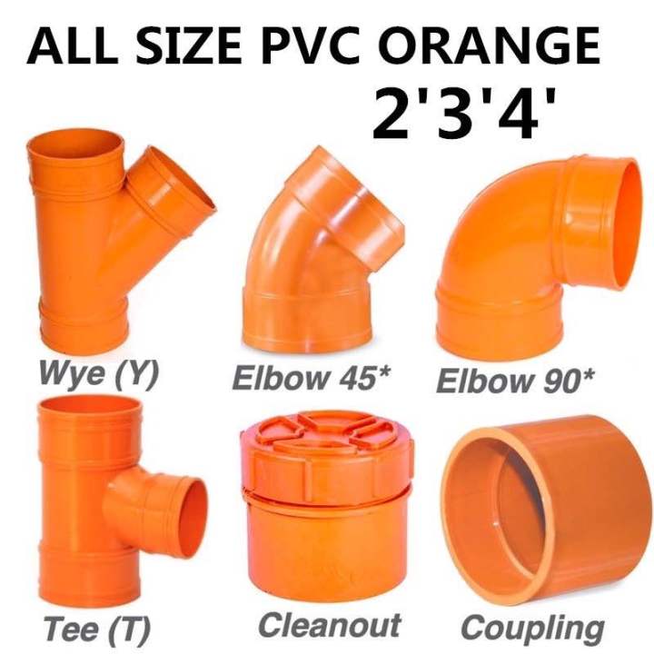 pvc orange elbow 90 elbow 45 tee coupling clean out wye | Lazada PH