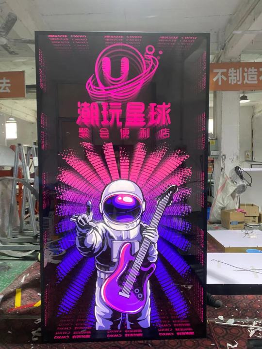 3d shape infinite mirror decor acrylic small led light magic wall ...