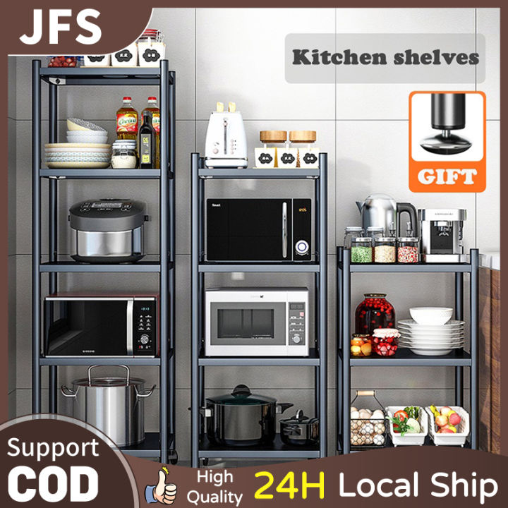 JFS 3/4/5-layer stainless steel kitchen storage rack with wheels ...